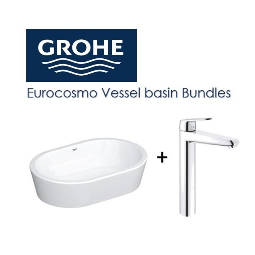 GROHE Eurocosmo Vessel Basin Bundles With Grohe Eurodisc Free Standing ...