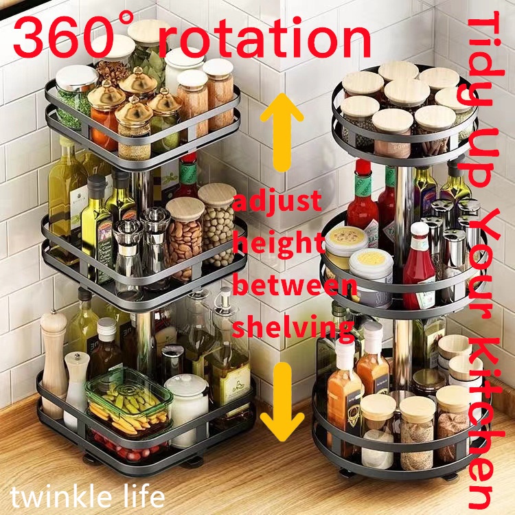 【twinkle】Kitchen Rack Stainless Steel Spice Rack Organiser 1/2/3 Tier ...