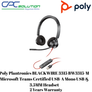 Poly Plantronics BLACKWIRE 3315 BW3315-M Microsoft Teams Certified USB ...