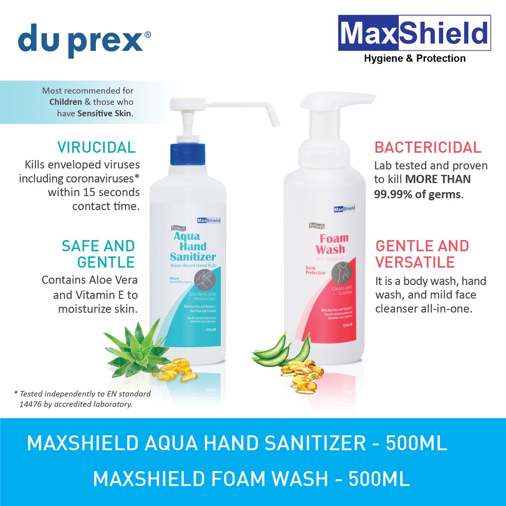 MaxShield Aqua Hand Sanitizer Alcohol-Free + Antibacterial Foaming Hand ...