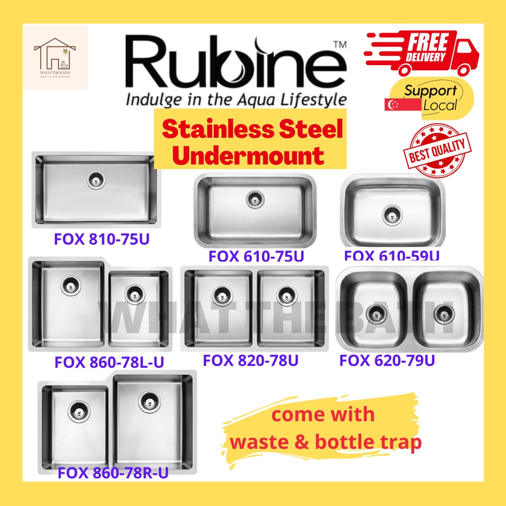 [SG SELLER] Rubine FOX Series Undermount Stainless Steel Kitchen Sink ...