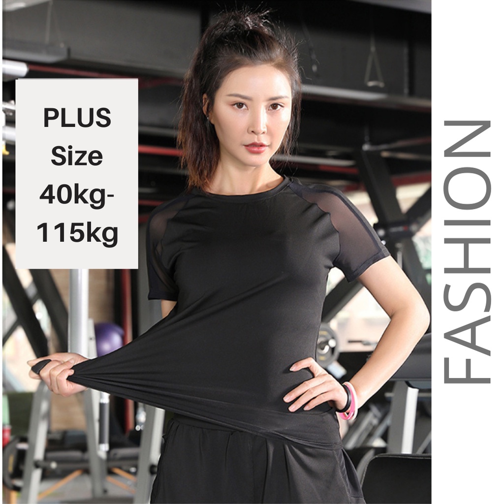 Plus Size Lady Women Exercise Sport T-Shirt Blouse Tops Casual Running ...
