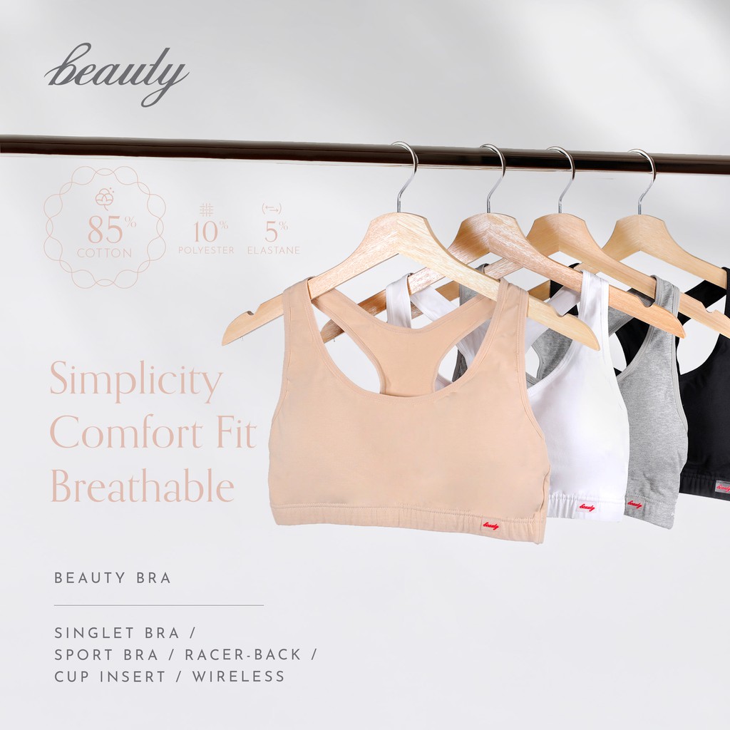 Beauty Lingerie - S55379 Singlet Bra/ Sport Bra/ Racer-Back/ Cup Insert ...