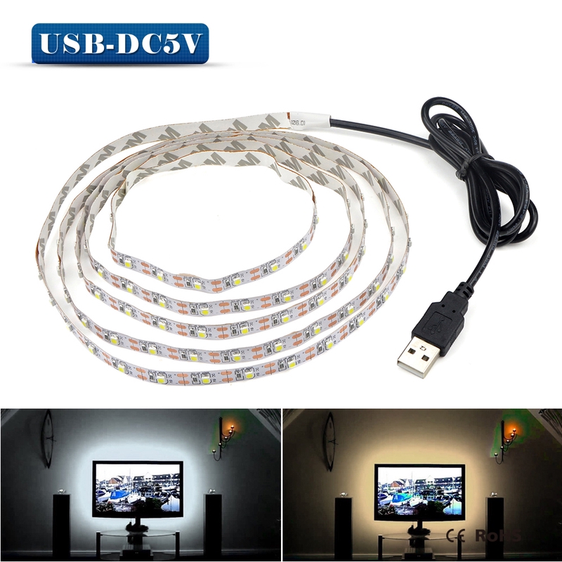 5V 3528 50CM 1M 2M 3M 4M 5M USB Cable Power LED strip light lamp ...