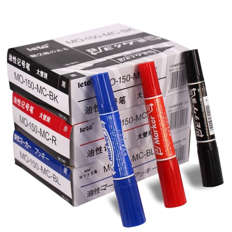Double Head Permanent Marker Pen Large capacity markers Black,Red,Blue ...