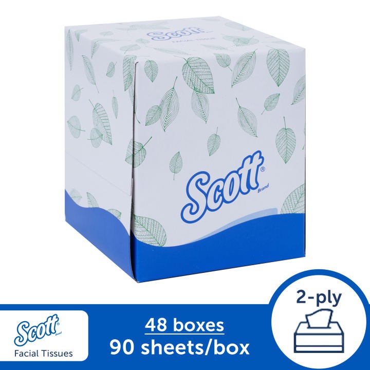 Scott® Facial Tissue 10091 - White, 2 Ply, 48 X 90 Sheets (4320 Sheets ...