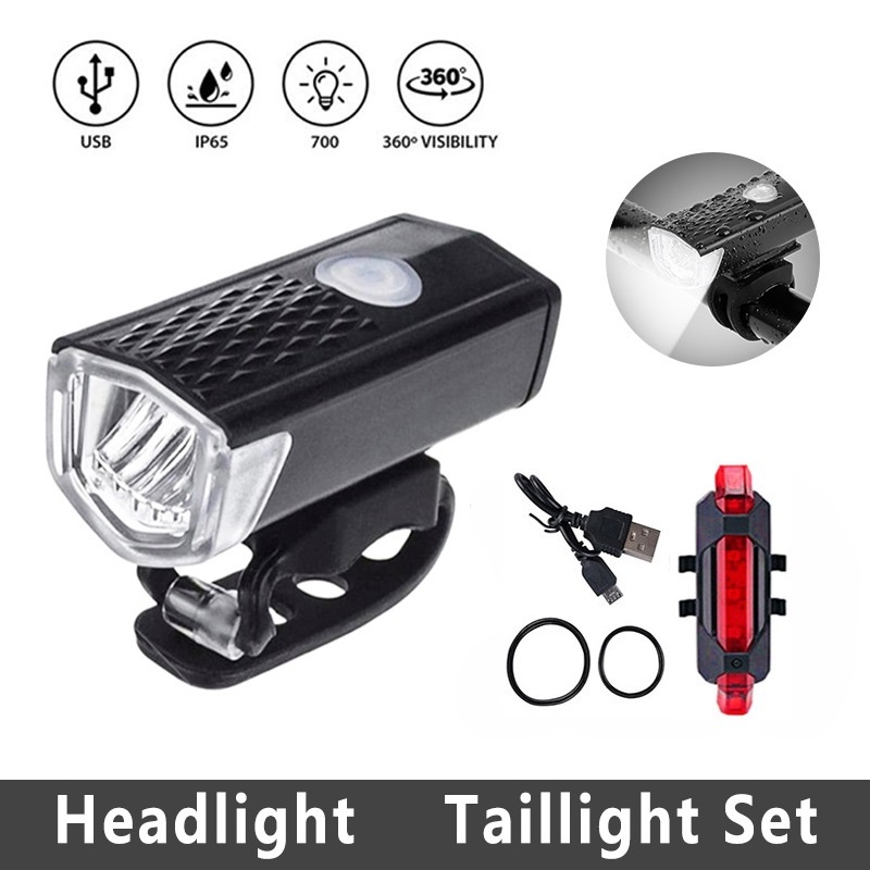 New USB Rechargeable Bike Light Waterproof MTB Road Bicycle Light Front ...