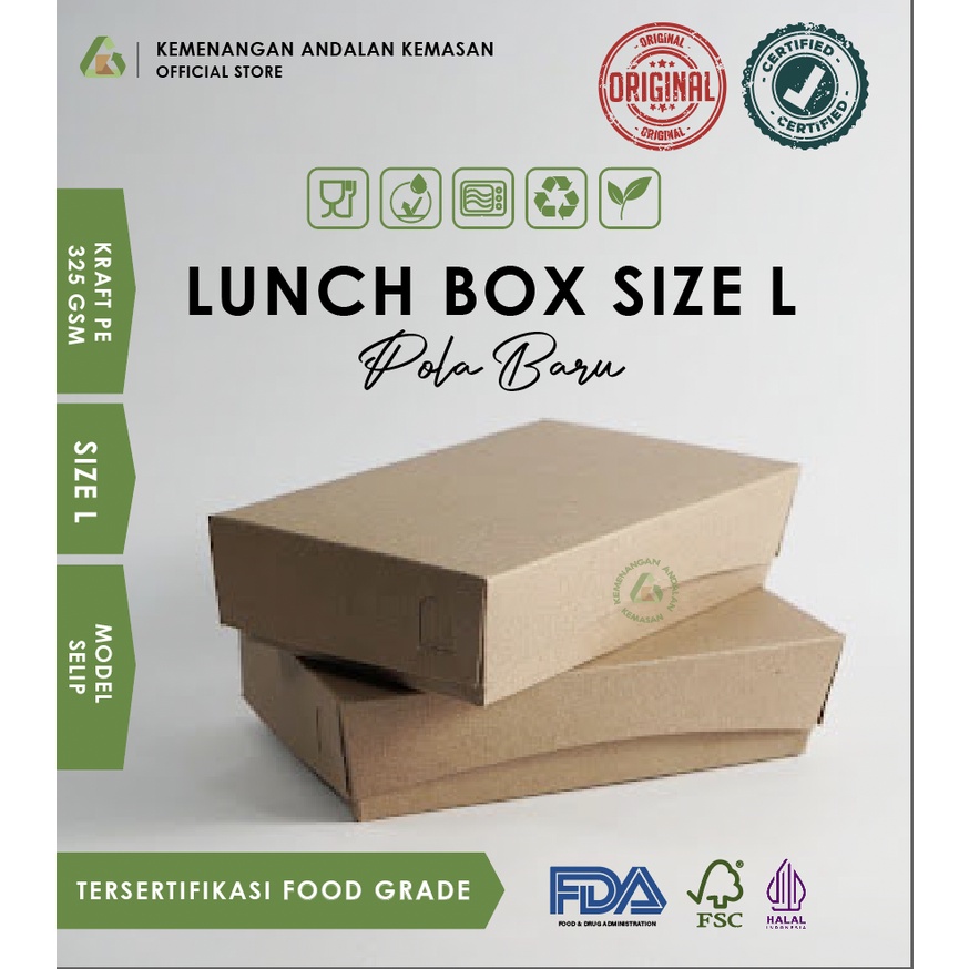 Kraft Paper Lunch box / Food Paper box / L size rice box / 325 gsm ...