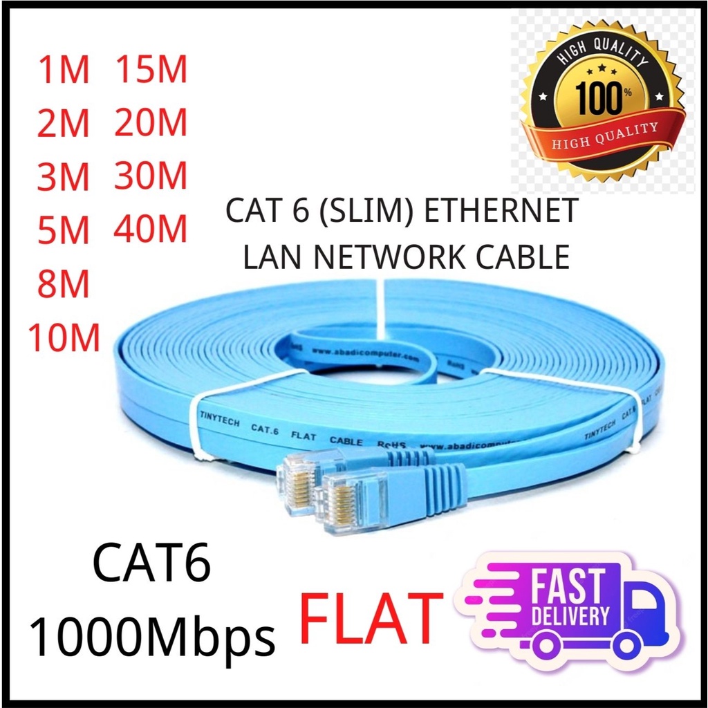 RJ45 CAT6 10M Ethernet Network Flat LAN Cable UTP Patch Router | Shopee Singapore