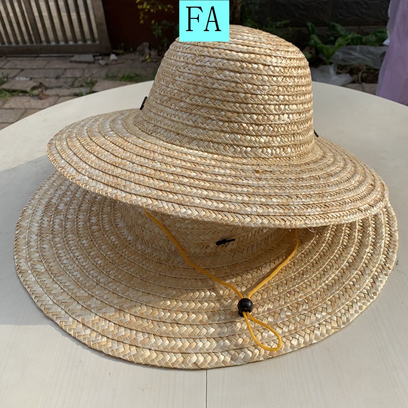 Farmer's Handmade Straw Hat With Big Eaves Outdoor Garden Sun ...