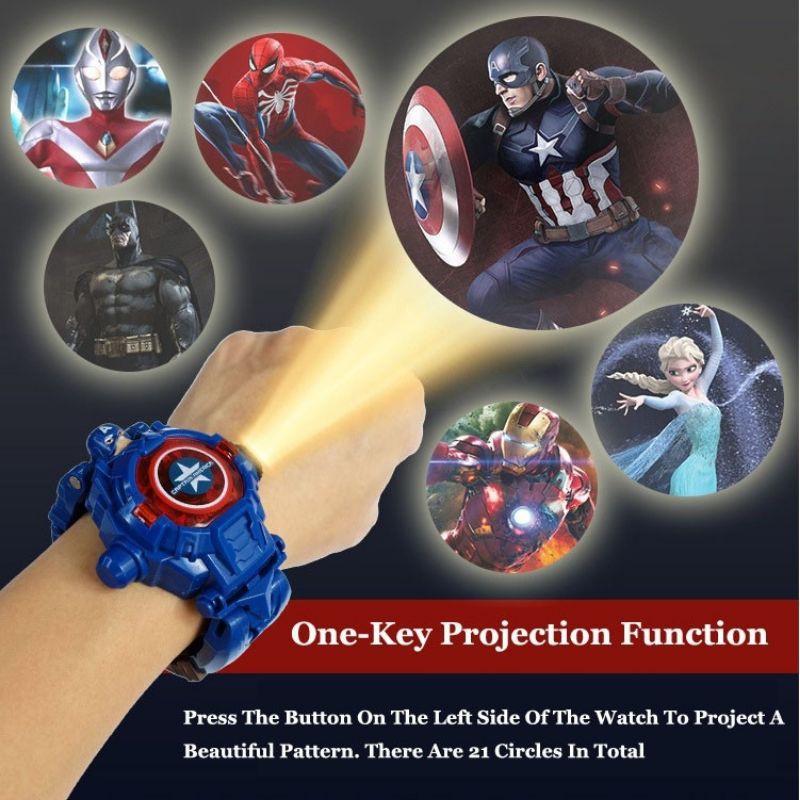 2 in1 Projector Frozen Transformer Spiderman Ironman Frozen Toy ...
