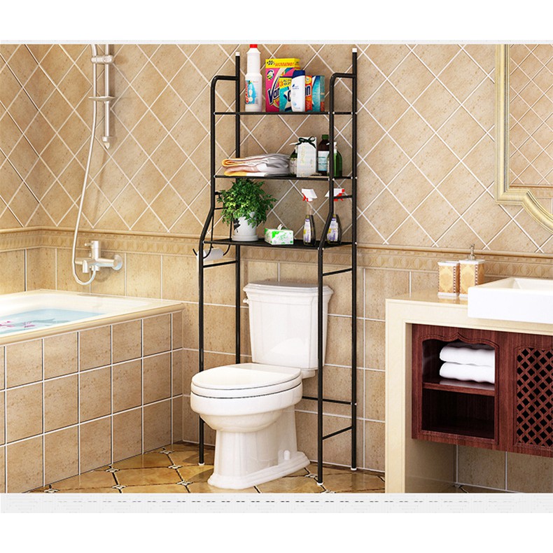 Wenbo 3 Tier Bathroom and Toilet Organizer Shelve Rack White Black ...