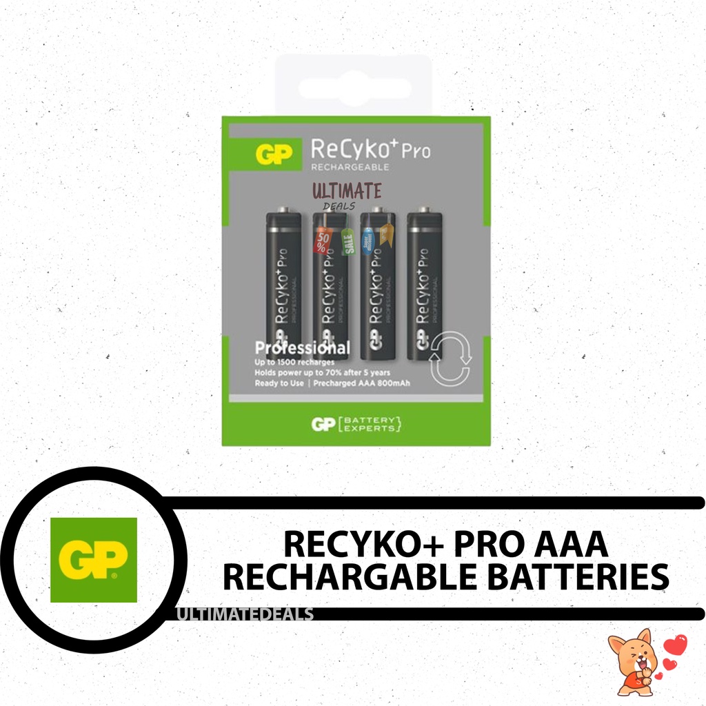 GP Batteries® ReCyko+ Pro Rechargeable Battery AAA 800mah 4pcs/pack ...