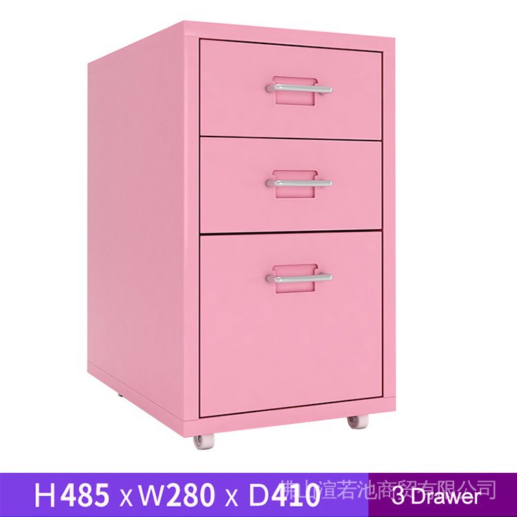 3 drawers metal storage cabinet home drawer unit with castors | Shopee ...