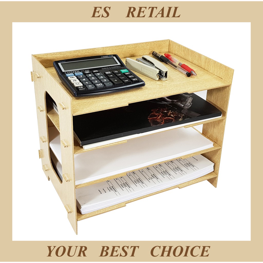 Wooden 4 level desktop rack Wooden book rack Wooden 4 level table rack ...