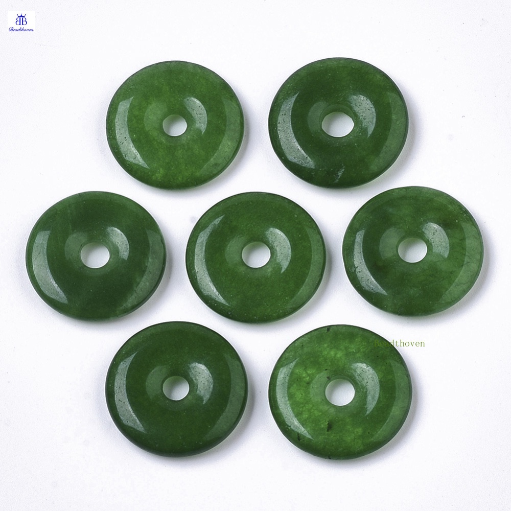 1~5pc Natural Malaysia Jade Pendants Donut/Pi Disc Donut Width: 8mm ...