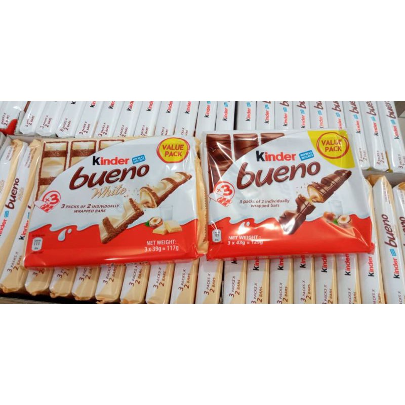 Kinder Beuno White /Milk And Hazelnuts Chocolate Bars Value Packs (3s x ...