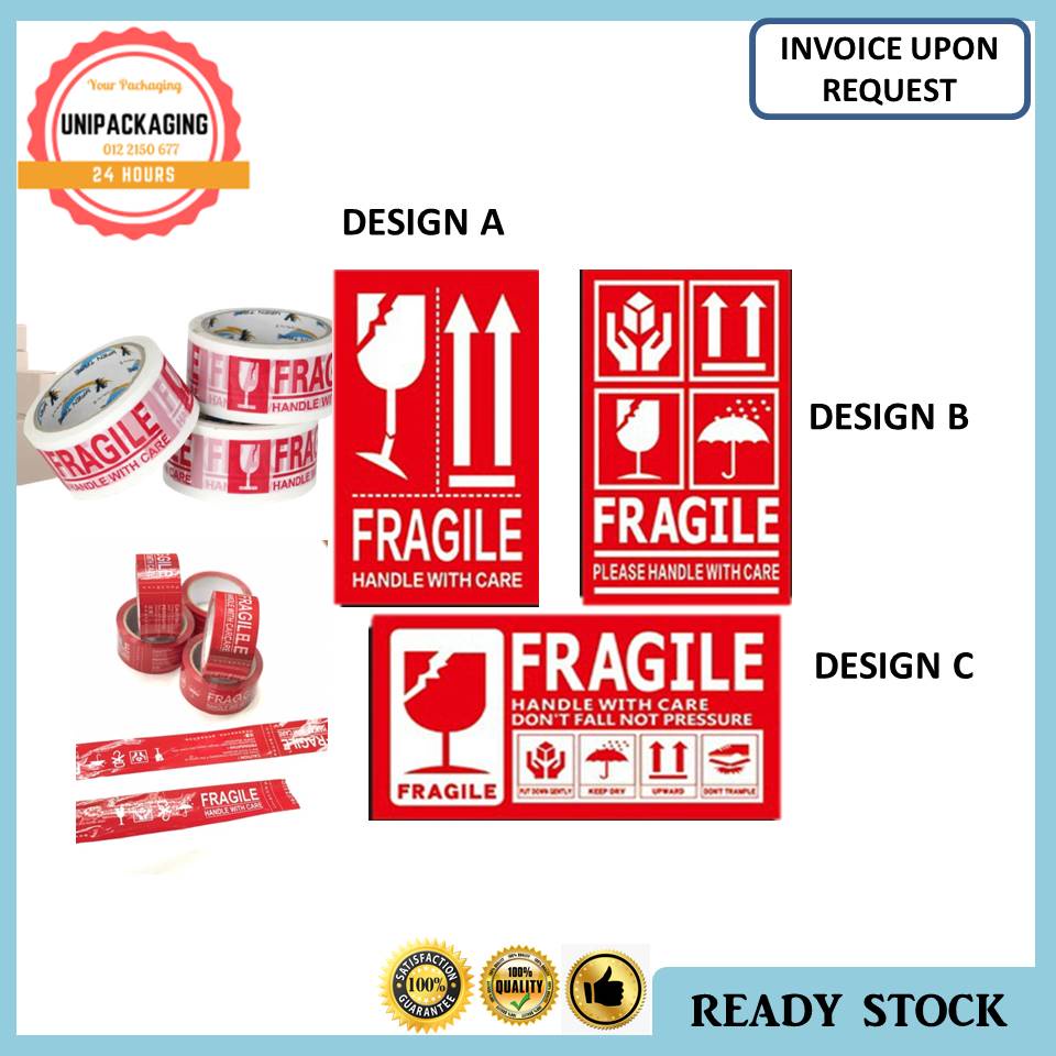Fragile Sticker 100 PCS / 1 Rolls Fragile Tape / Different design ...