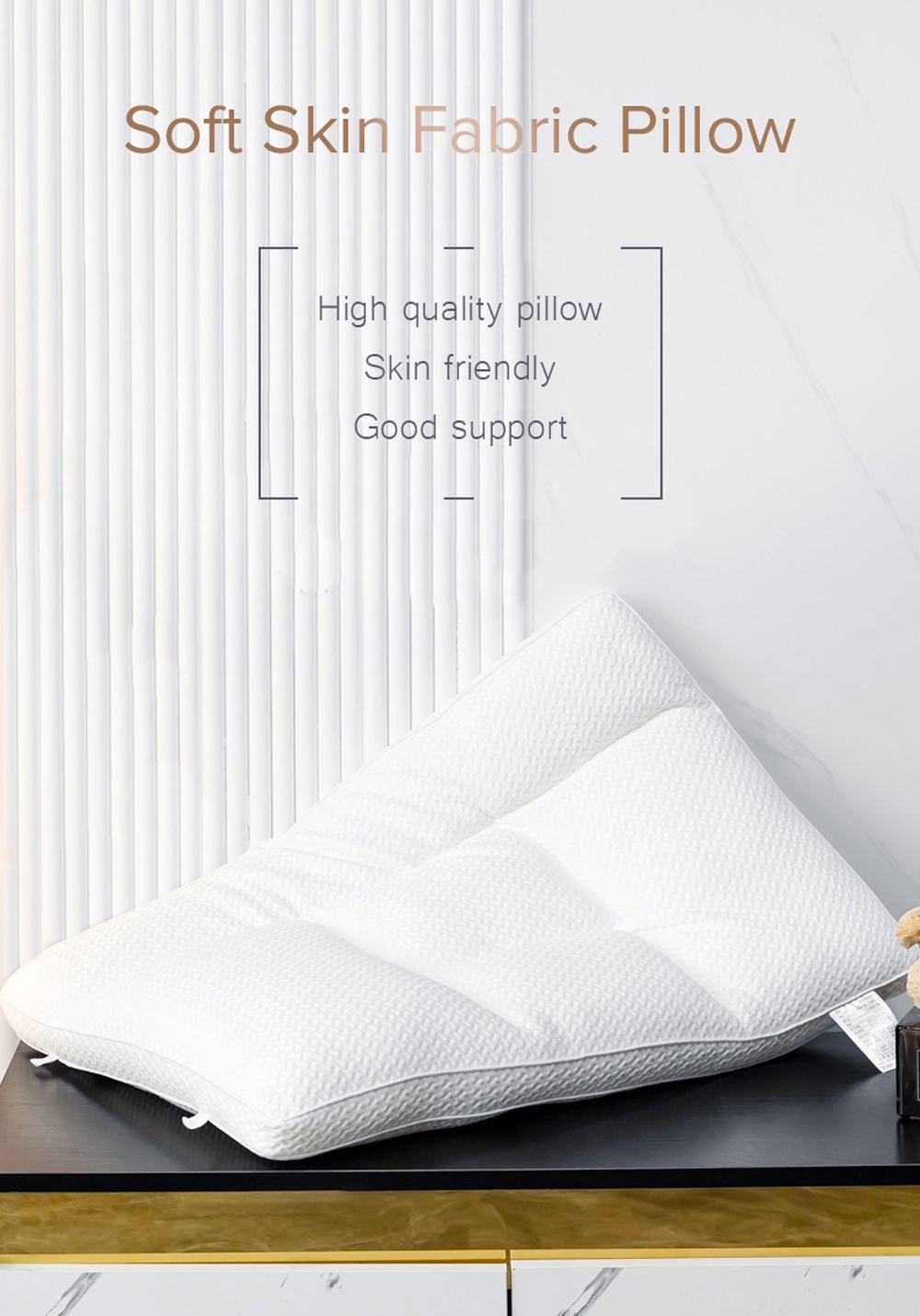 Soft Skin Fabric Pillow Ergonomics Supportive Neck Care Back Side ...