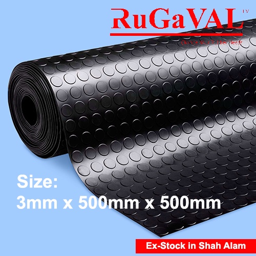 Round Stud Rubber Mat, Size: 3mm x 500mmW x 500mmL, Anti Slip Mat ...