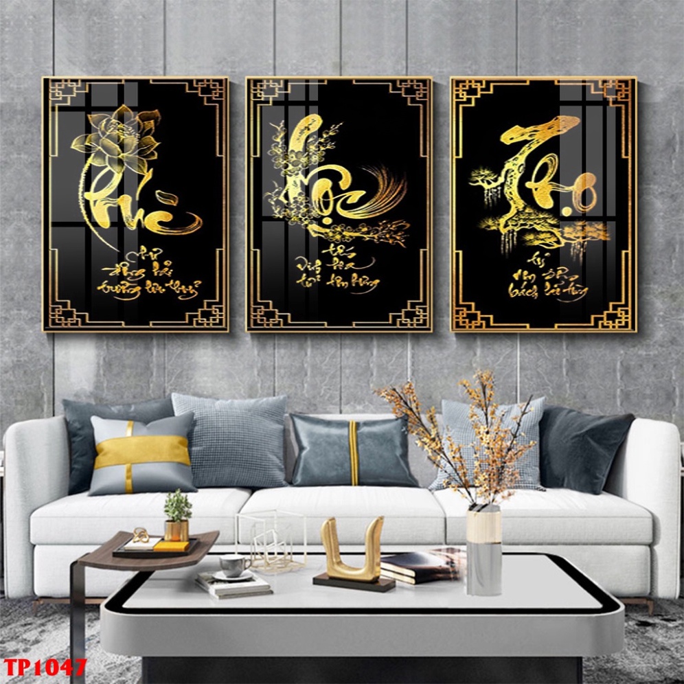 Set of 3 5D mirror-coated Phuc-Loc-Tho paintings, newly updated model ...
