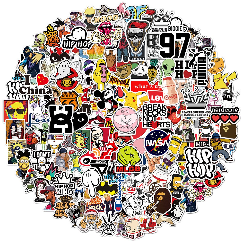 200/100/50PCS Cool Vinyl Variety Stickers Pack for Laptop Guitar Travel ...