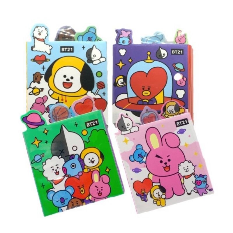 BTS BT21 Sticky Notes 7 in 1 - BT21 Memo pad Notes | Shopee Singapore