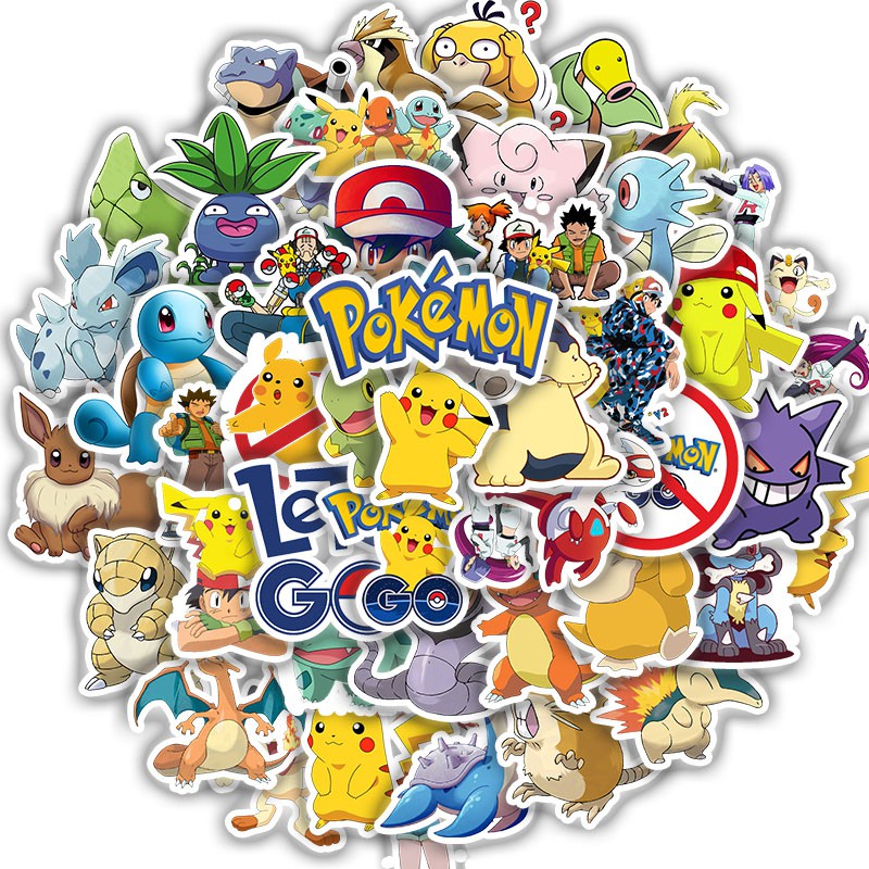 [Large Sticker] 50 Stickers Anime Pokemon Cartoon Series Comics For Car ...