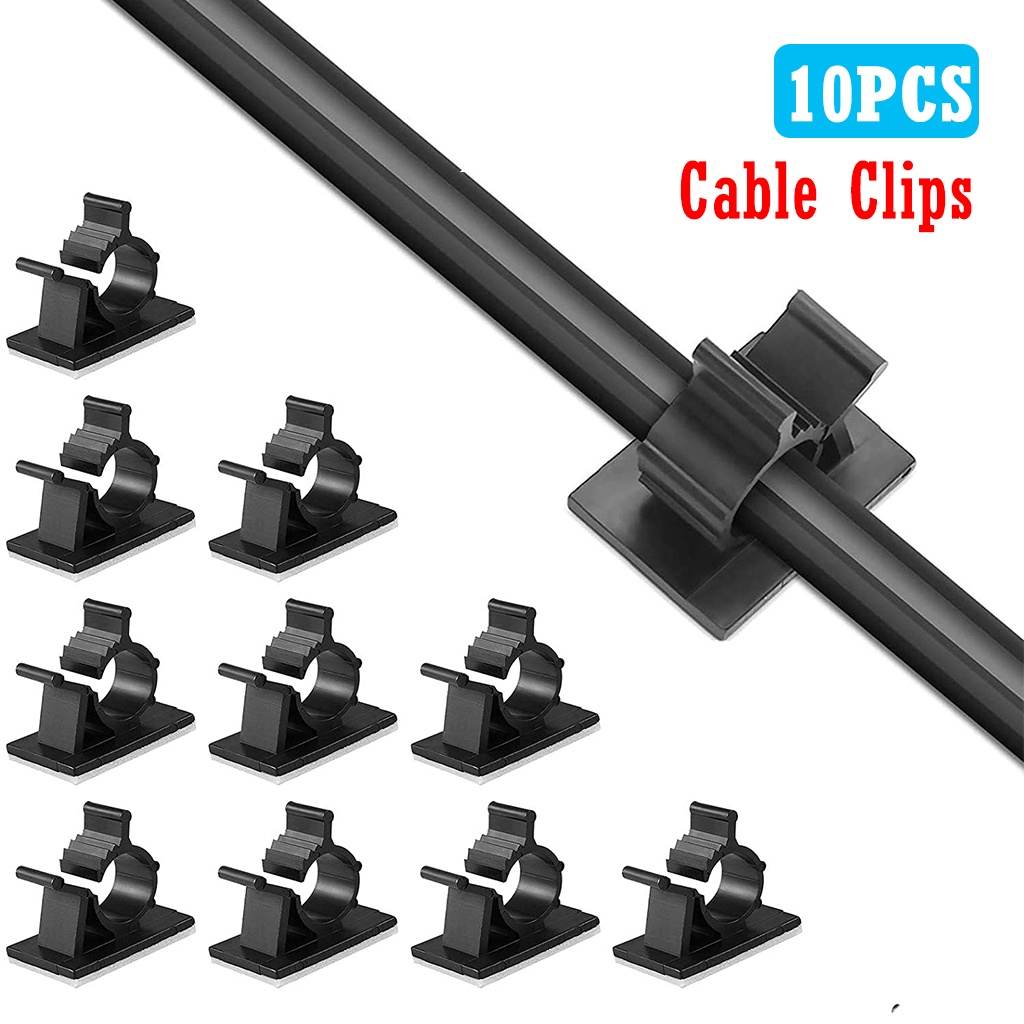 10 Pcs Black Clips Self Adhesive Backed Nylon Wire Adjustable Cable ...
