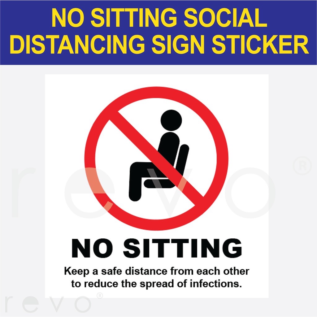 NO SITTING SOCIAL DISTANCING - SIGN STICKER -15 x 15cm (Pack of 5 pcs ...