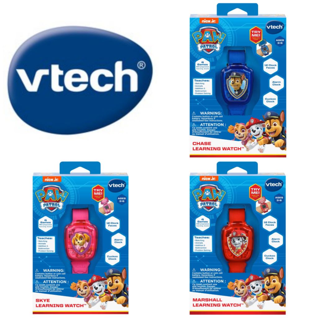 Vtech Paw Patrol Learning Watch Blue Chase Pink Skye Red Marshall ...