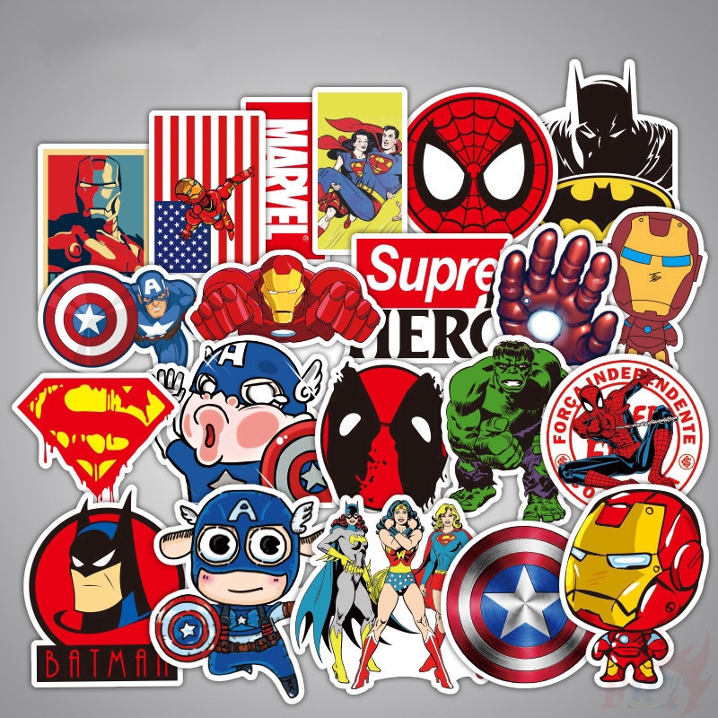 Marvel & DC - Series 01 Stickers 50Pcs/Set Q Super Hero Waterproof JDM ...