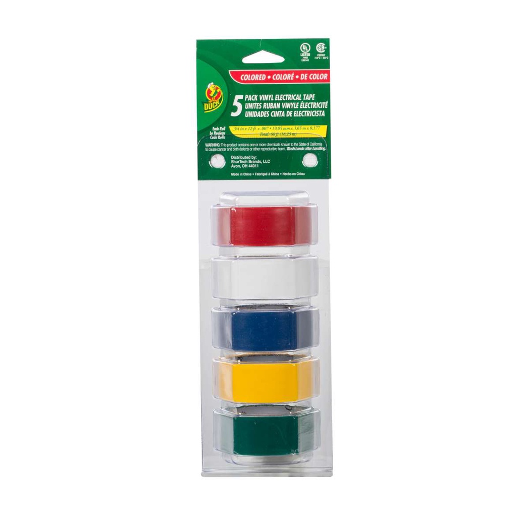 Duck Brand Professional Electrical Tape, Multi-Color, 5pc, 3/4in x 12ft ...