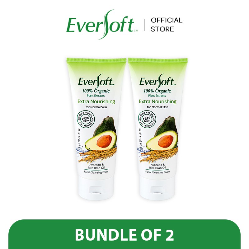 [Bundle of 2] EVERSOFT Organic Facial Cleanser Avocado & Rice Bran 100g ...