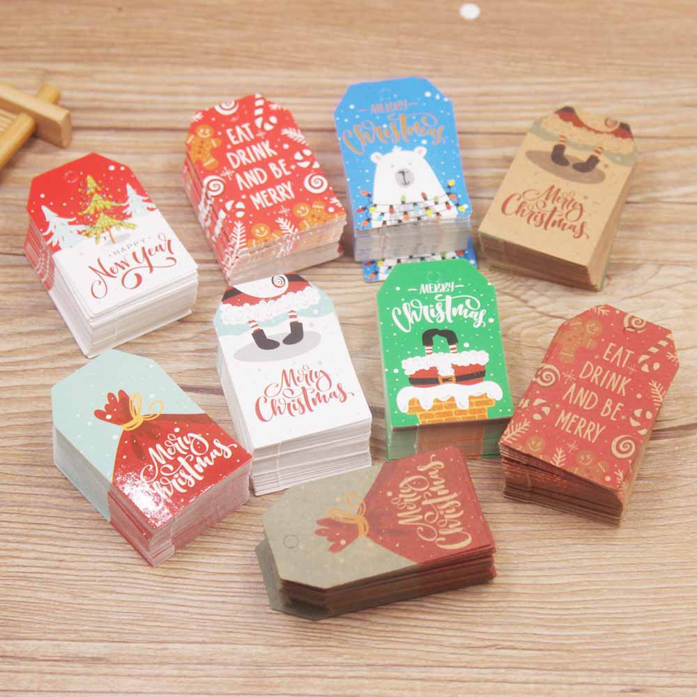 50tag50string Christmas gifts package tag white Paper Tags Handmade DIY ...