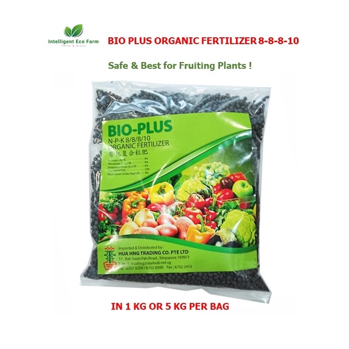 Bio-Plus Organic Fertilizer, NPK 8-8-8-10 + TE (1kg and 5 kg pack ...