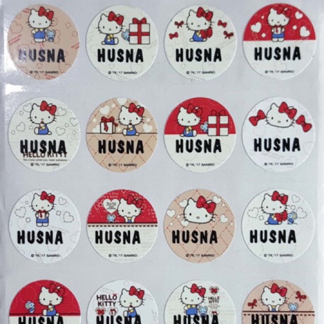 Premium Hello Kitty Round Ori waterproof sticker waterproof name Label ...
