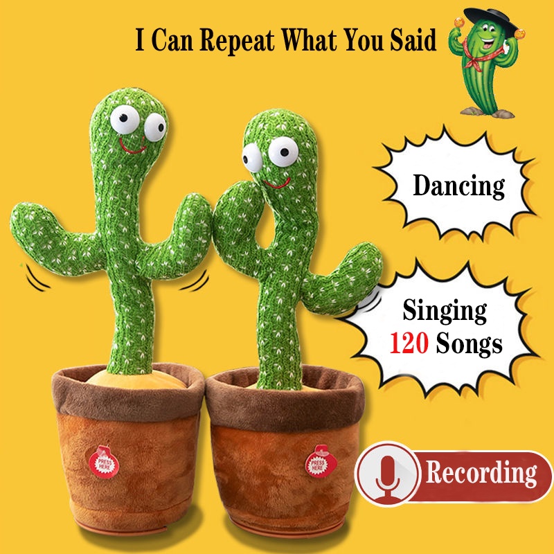 【READY STOCK】Cactus Toy Plush Talk Dancing Cactus Toys Song cactus ...