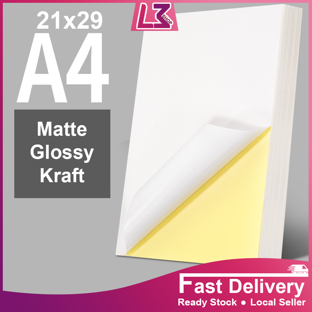 Ready Stock 10/50pcs Glossy & Matte & Kraft A4 21x29cm Inkjet Label ...