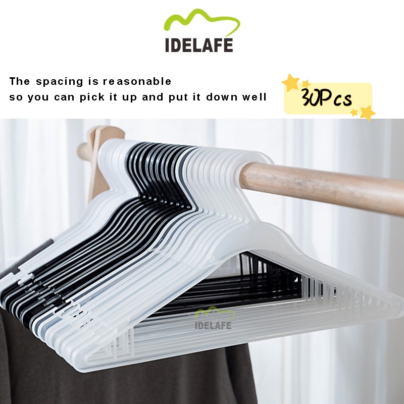 Idelafe 30PCS Plastic Clothing Hangers High-quality Clothes Racks Non ...