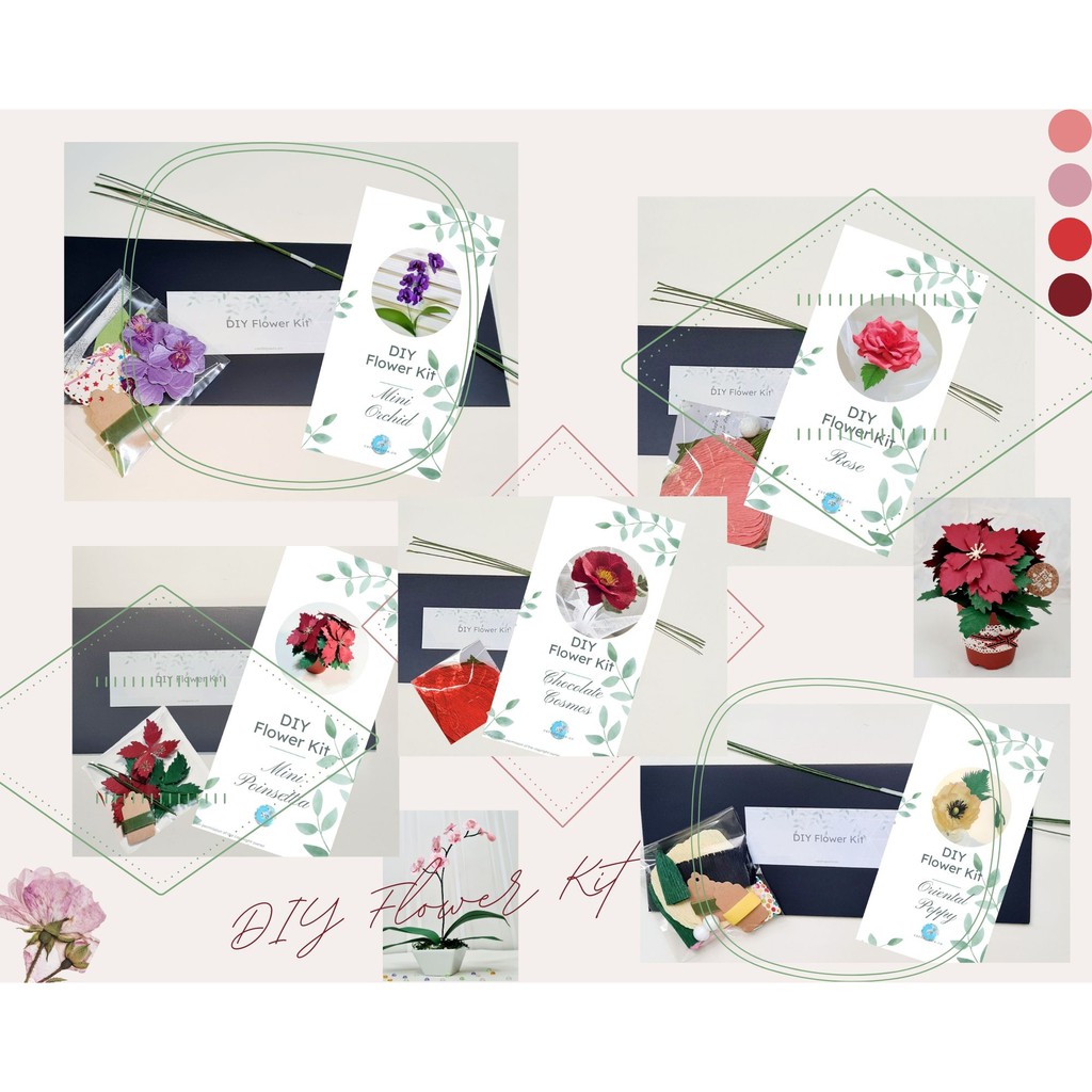 DIY Paper Flower Craft Kit Handmade Crepe Paper Flowers Bloom | Shopee ...