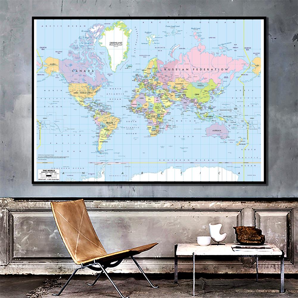 World Map -Large Map Poster Prints Wall Art Background Cloth Home ...