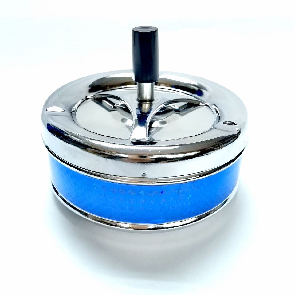 Home Essential Stainless Steel Round Spin Ash Tray / Push Button Ash ...