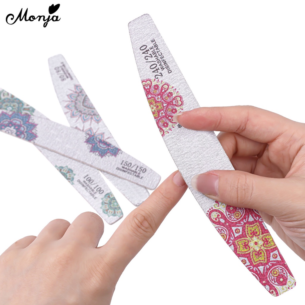 Monja 1pcs Half Moon Nail File Double Sided Sanding Buffer 80/100/150 ...