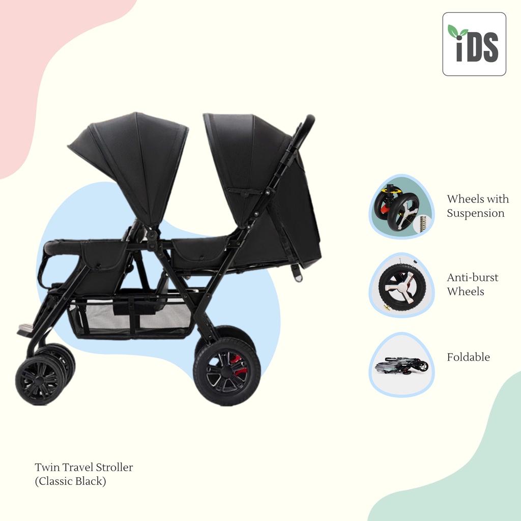[iDS] Reclining Twin Stroller Double Stroller Dual Stroller Front ...