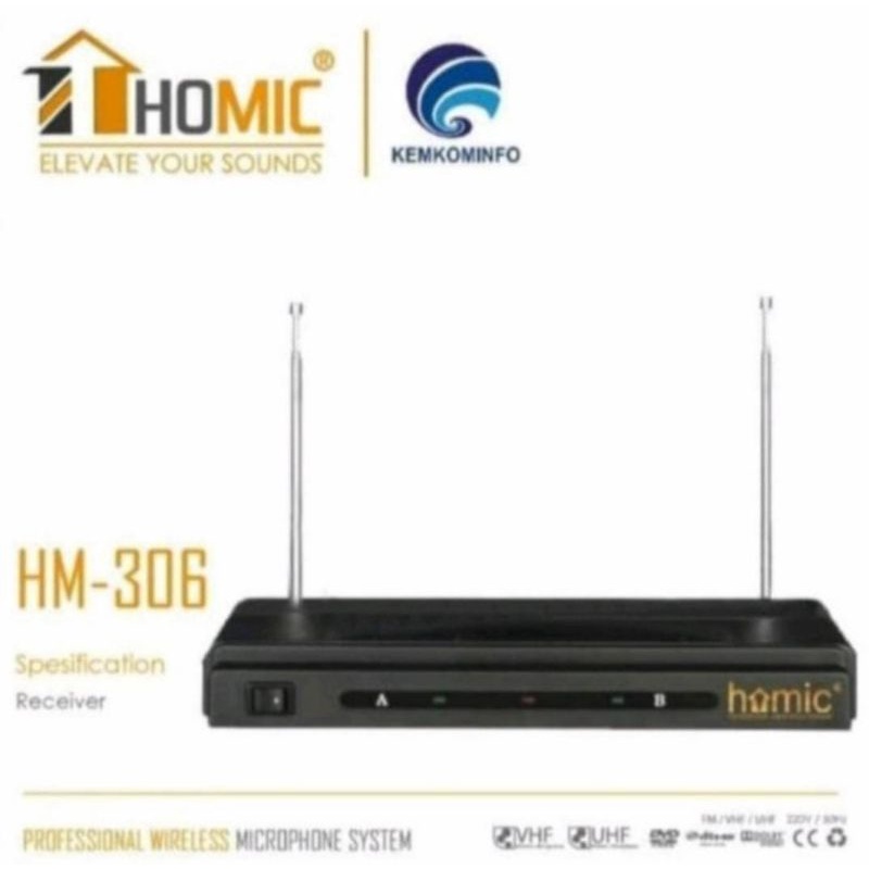 Microphone HOMIC DOUBLE WIRELESS HM-306 HM306 VHF SERIES | Shopee Singapore