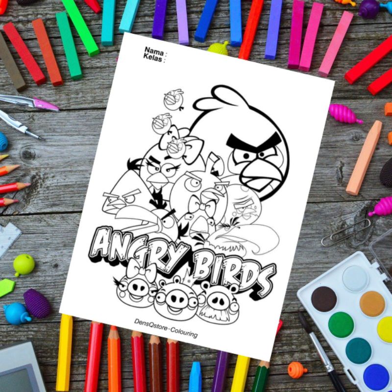 Angry Birds Theme Children's Coloring Paper/Drawing Paper (10 Sheets ...