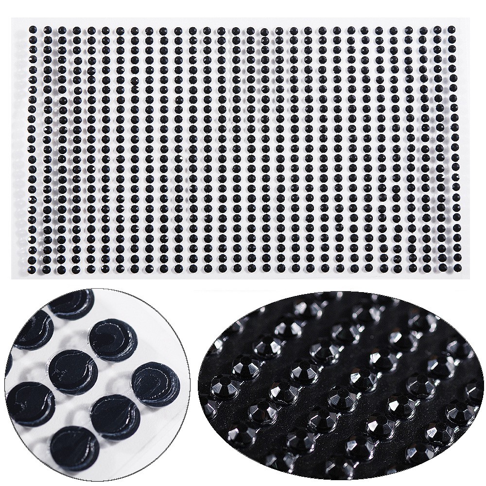 Acrylic Crystal Stickers Self-Adhesive 12 Colors Flat Rhinestones ...
