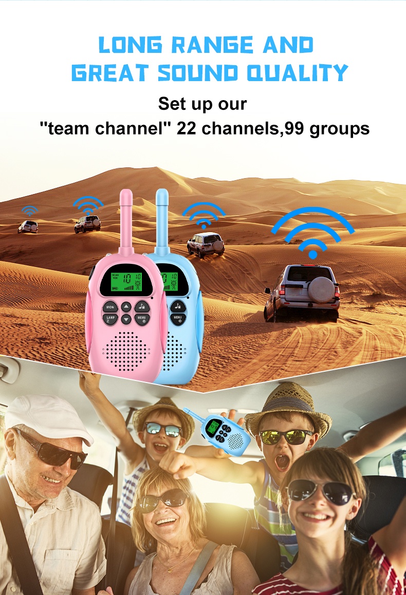 2 Pack Pink+Blue Walkie Talkie For Kids 3 KM Long Distance Wireless ...