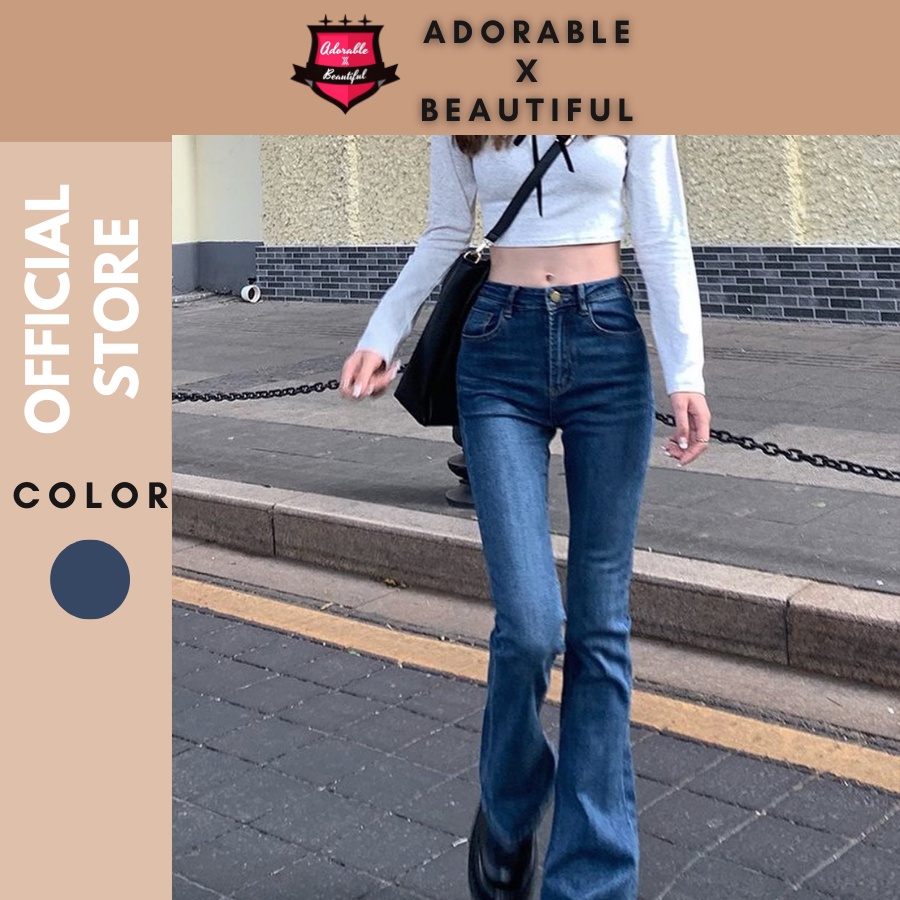 [Real Photo] Ulzzang Women's Blue Flared Jeans [8683] [0197] Ulzzang ...